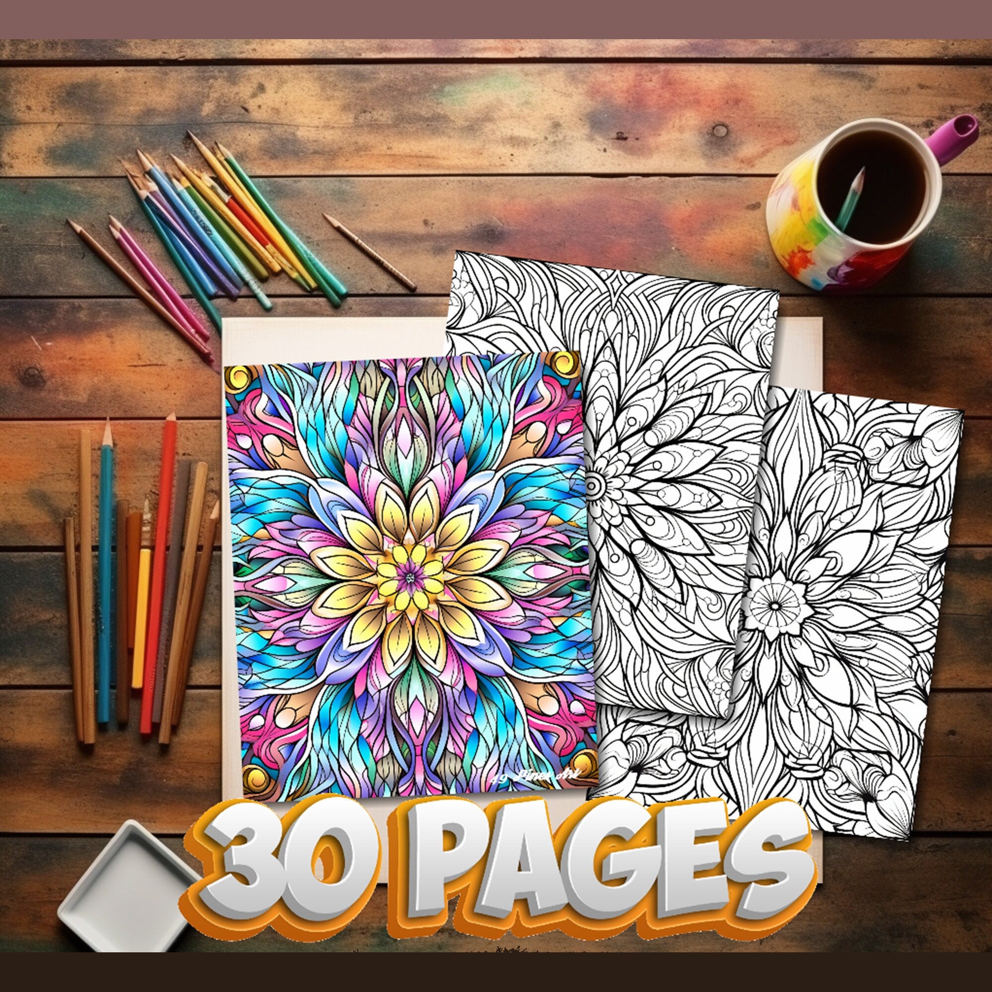 30 Printable Mandala Coloring Pages + 1 Full Color - Adults + Kids ...