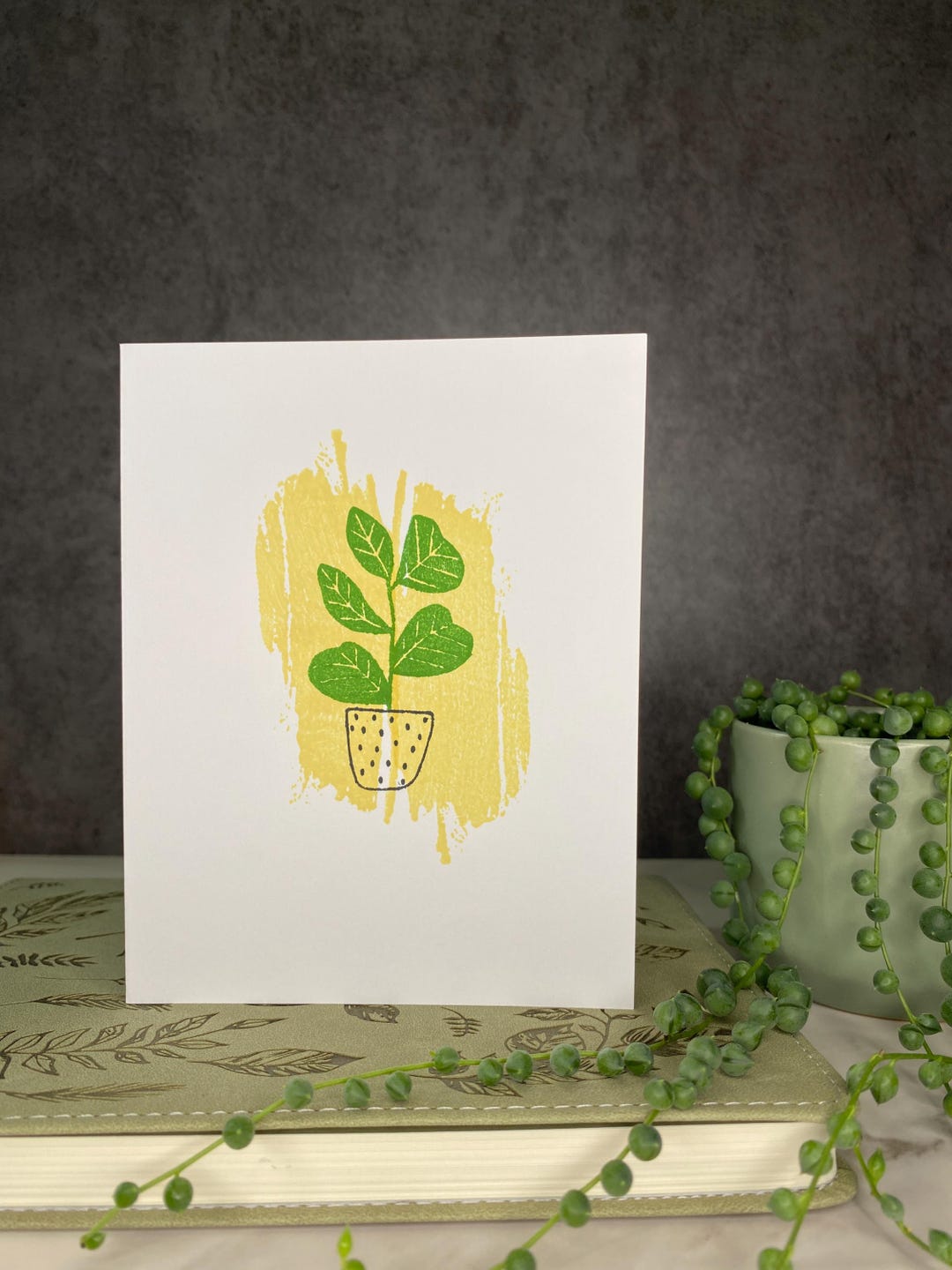 Fiddle Leaf Fig Handmade Greeting Card | Brushstroke Plant Card - Etsy