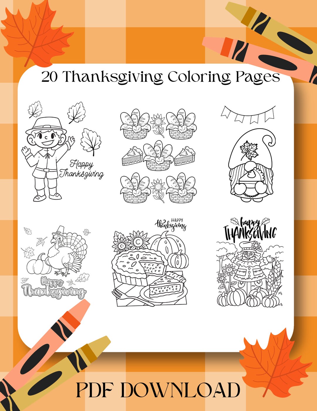 Thanksgiving Coloring Pages for Kids PDF Printable Download - Etsy