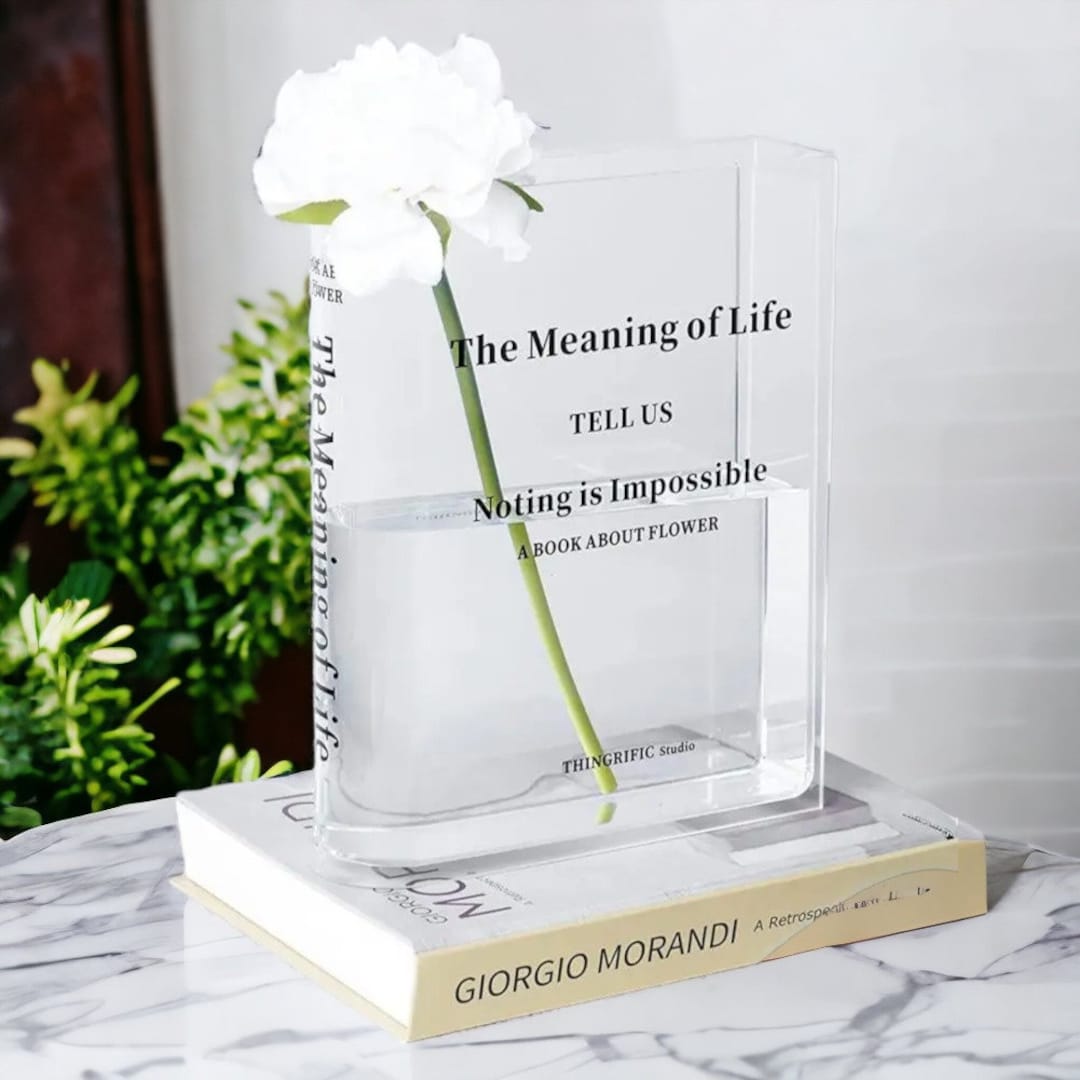 Acrylic Book Vase for Flowers Bookshelf Decor Modern Home Decor ...
