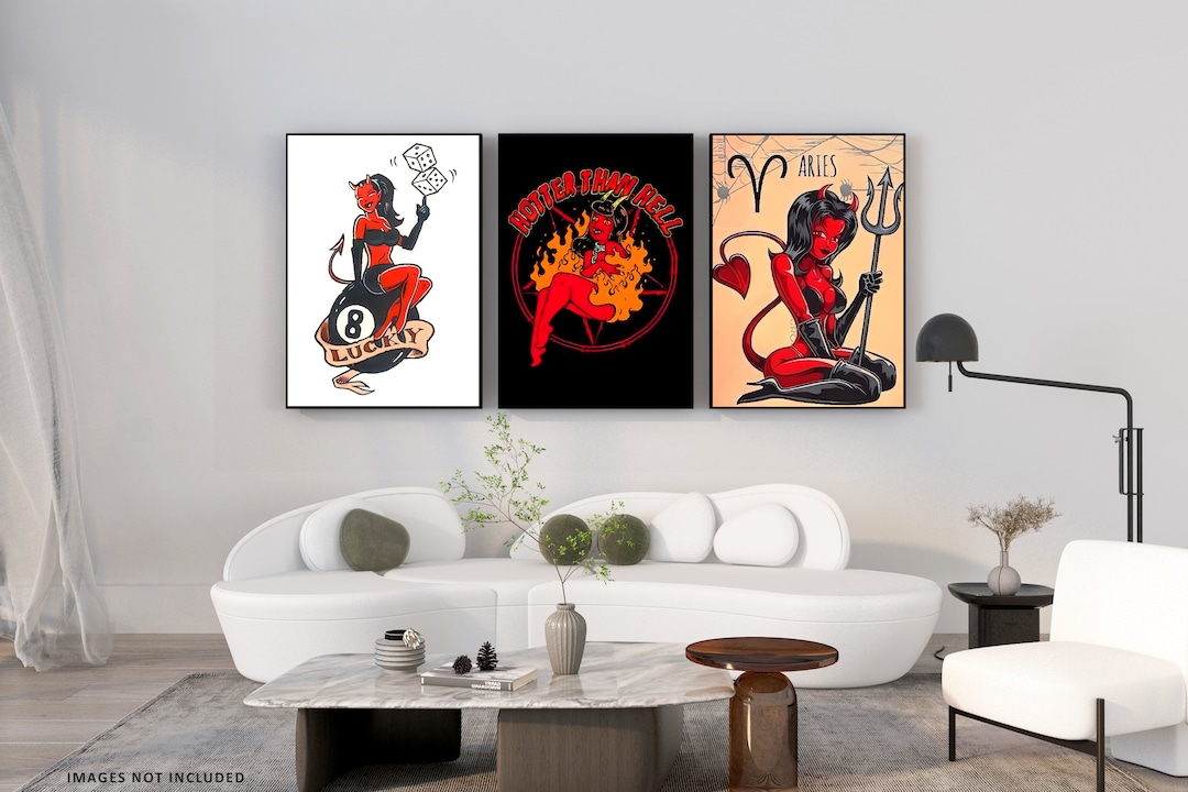 Woman Devil Wall Art, Set of 3 Posters, Aesthetic Posters, Trendy ...