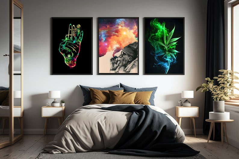 HD Trippy Stoner Poster, Art, Set of 3 Posters, Aesthetic Posters ...