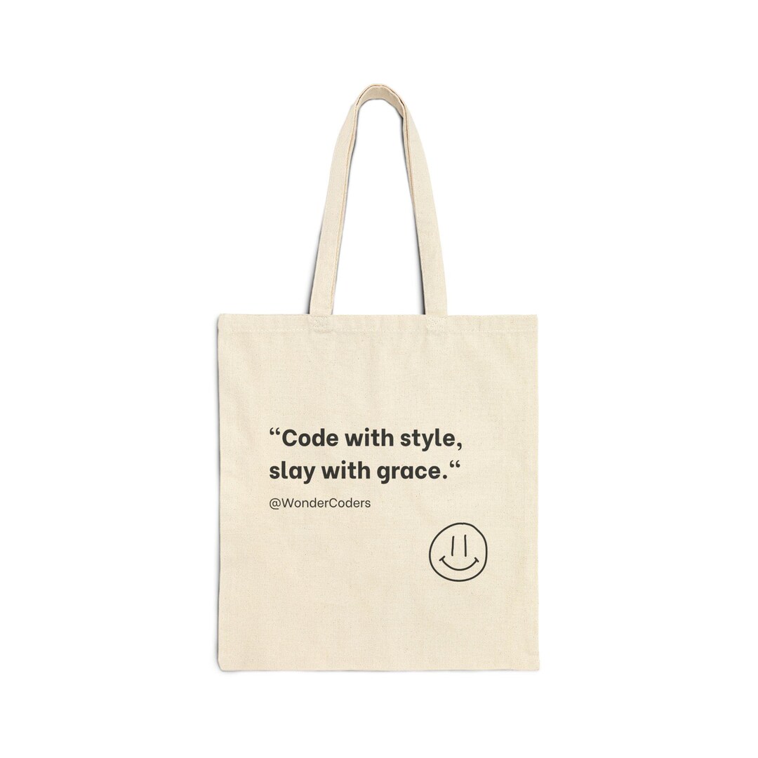 Code With Style Slay With Grace Cotton Canvas Tote Bag - Programmer ...