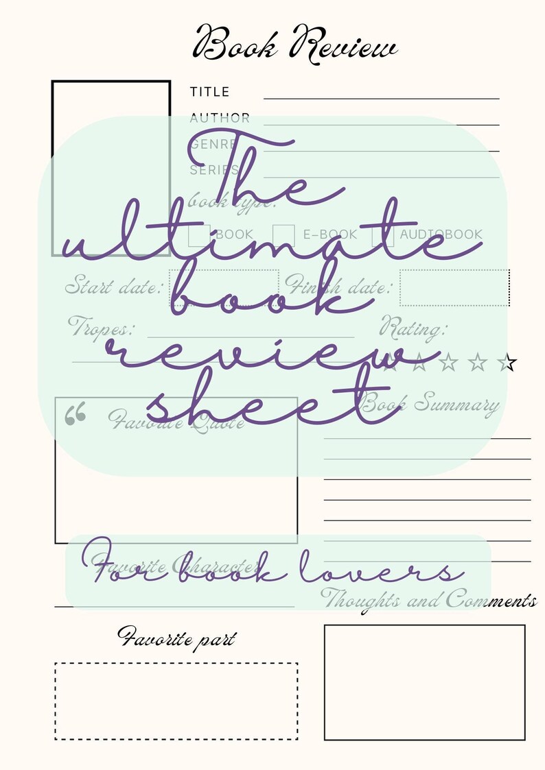 Printable Book Review Sheet - Etsy