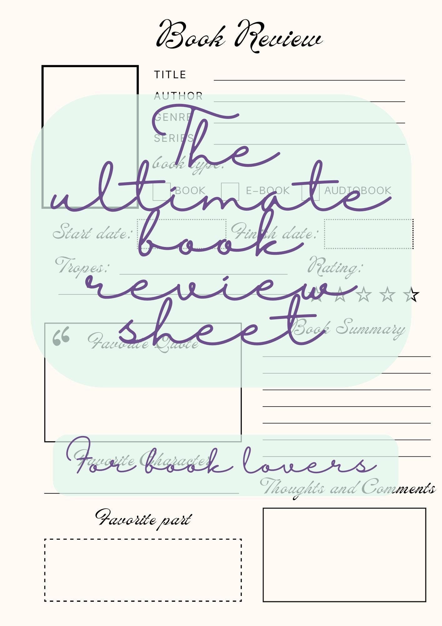 Printable Book Review Sheet - Etsy