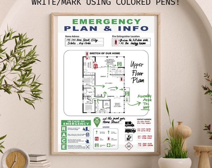 Evacuation Diagram Emergency Fire Escape Plan Editable Airbnb Signs - Etsy