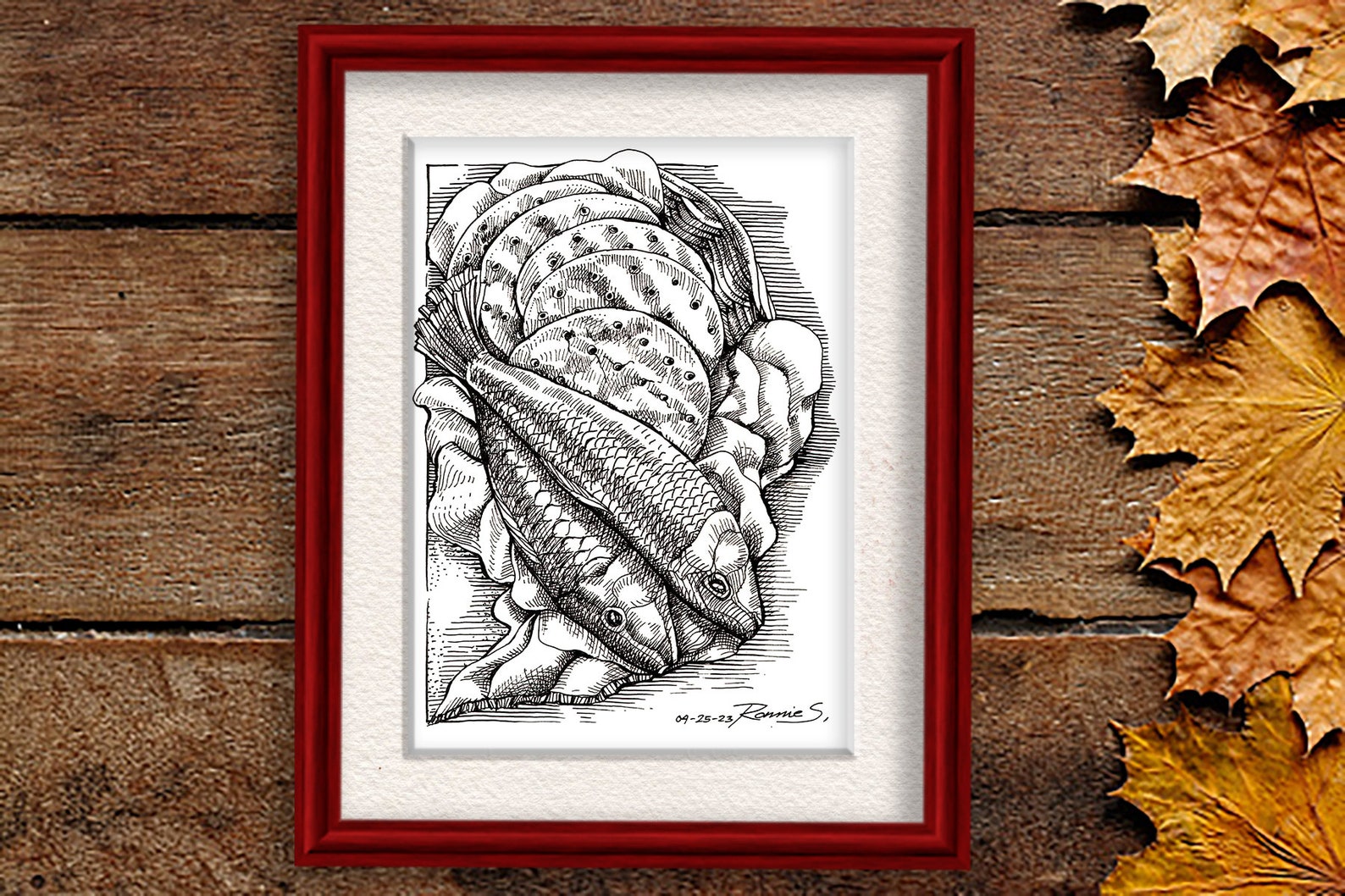 5 Loaves and 2 Fish, Jesus Feeds the 5000, Bible Art Prints ...