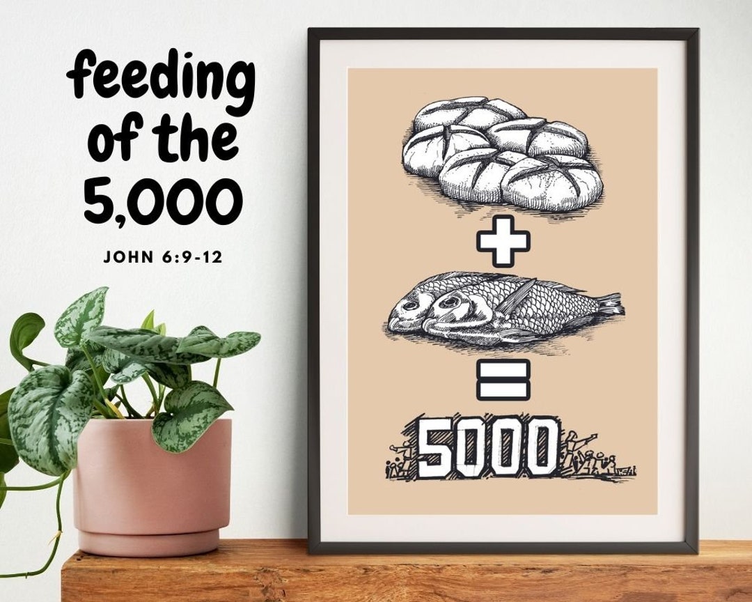 5 Loaves and 2 Fish, Jesus Feeds the 5000, Bible Art Prints ...