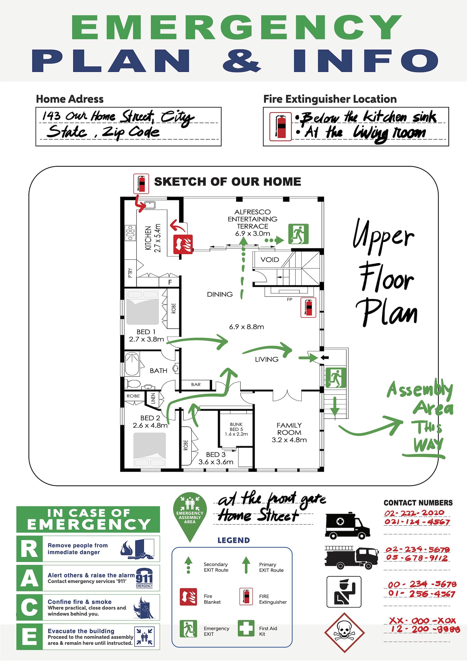 Evacuation Diagram Emergency Fire Escape Plan Editable Airbnb Signs - Etsy
