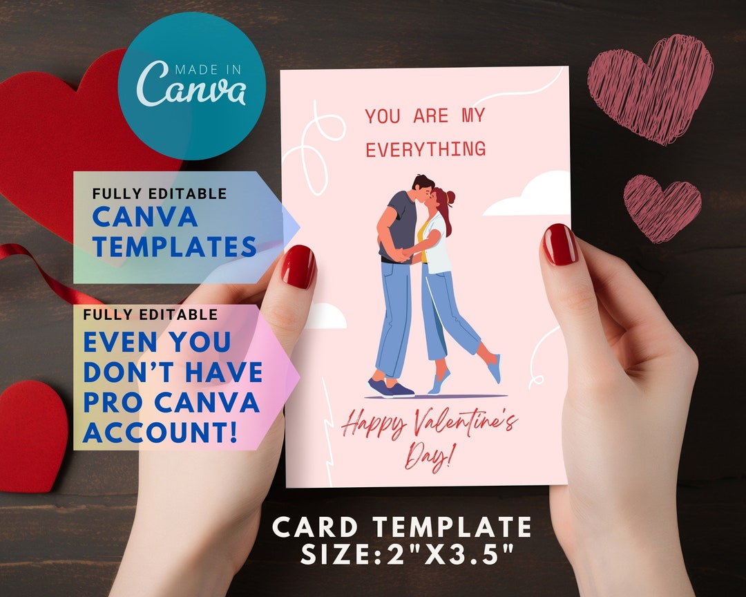 Editable Valentines Day Card for Her Him Template, Be My Valentine Date ...