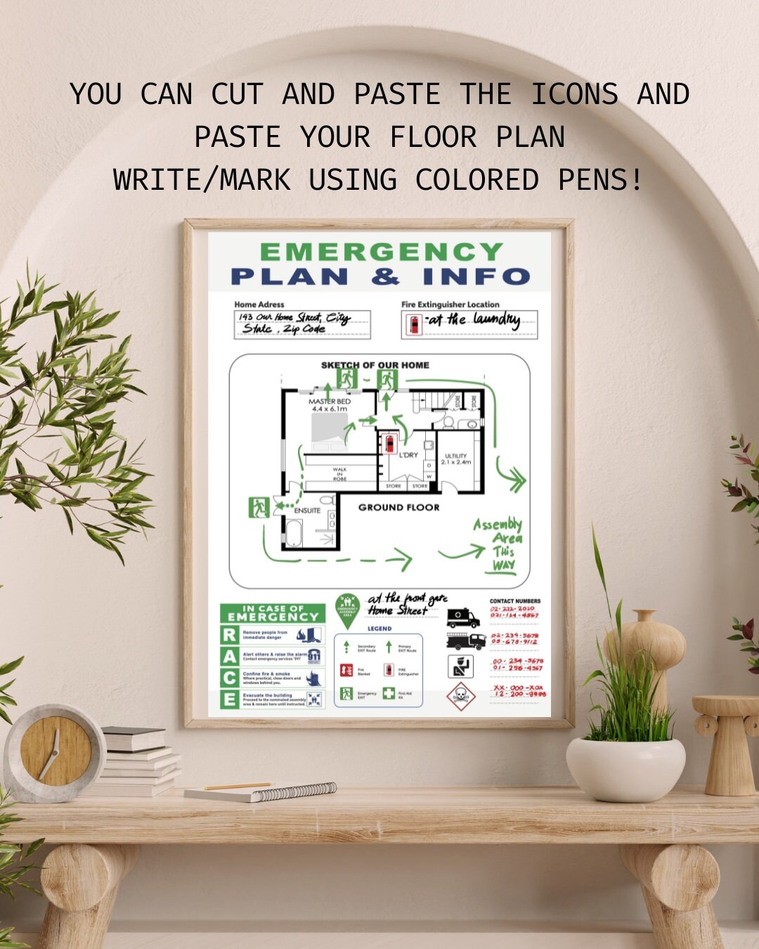 Evacuation Diagram Emergency Fire Escape Plan Editable Airbnb Signs - Etsy
