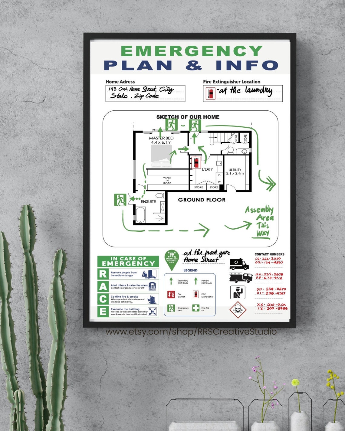 Evacuation Diagram Emergency Fire Escape Plan Editable Airbnb Signs - Etsy