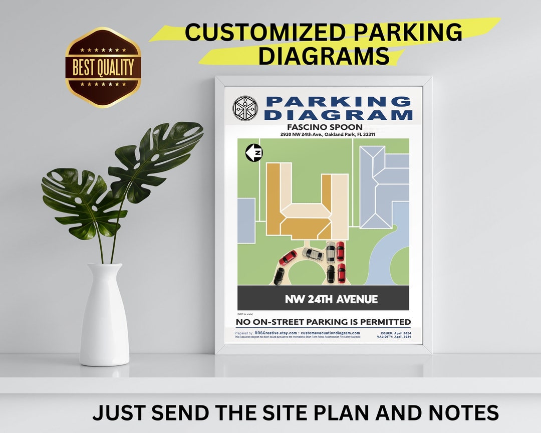 Personalized Parking Diagram Emergency Fire Escape Plan Airbnb Signs ...