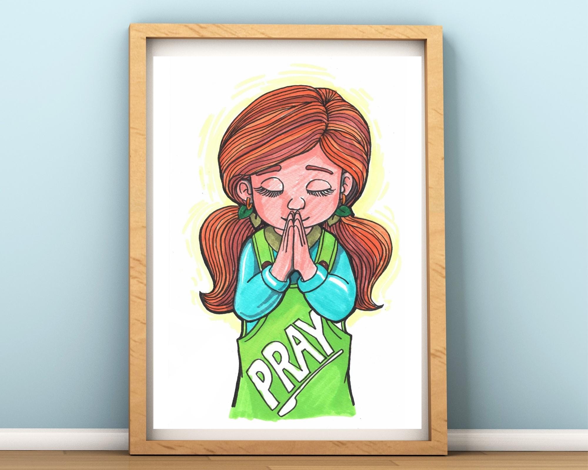 A Girl Praying Bible Art Prints Downloadable Printable Minimalist Jesus ...