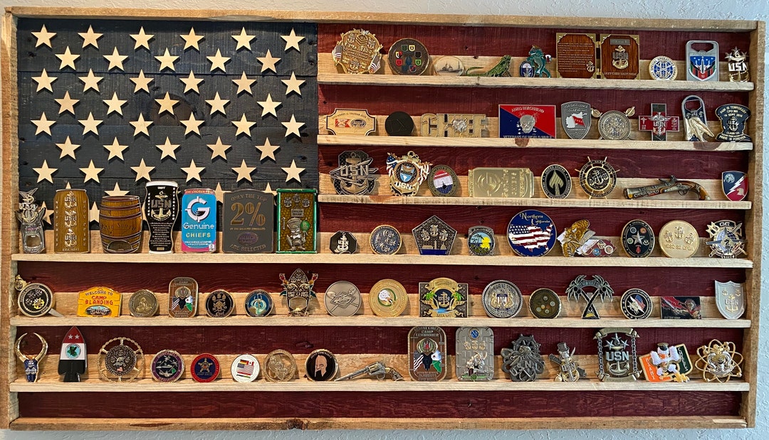 Challenge Coin Display American Flag Wall Decor disabled - Etsy