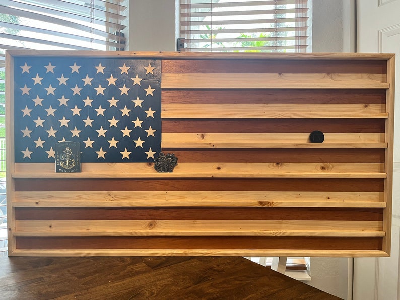 Challenge Coin Display American Flag Wall Decor Rustic - Etsy