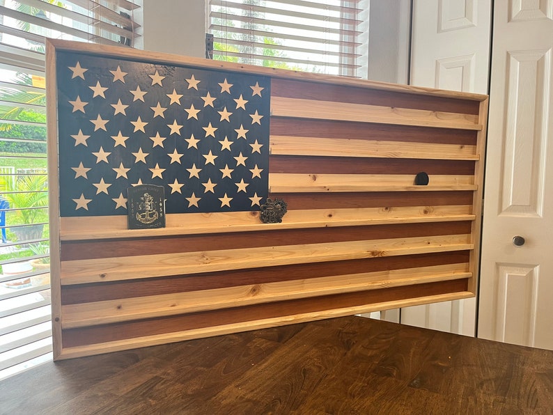 Challenge Coin Display American Flag Wall Decor Rustic - Etsy