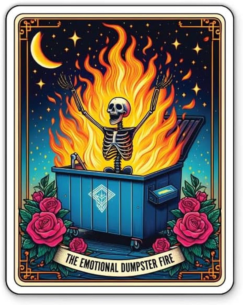 Dumpster Fire Tarot Card sticker/decal - Etsy