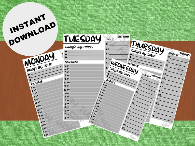 Printable Personal Planner: Monday - Friday - Etsy