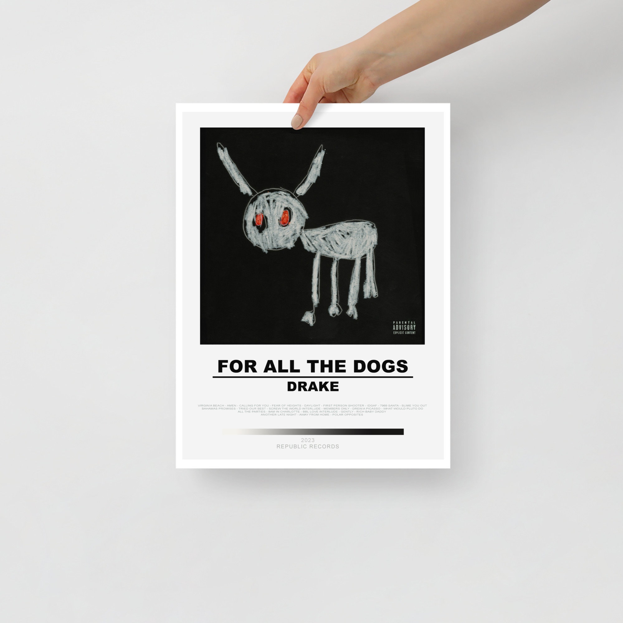 Drake Poster, For All The Dogs Poster, Drake Tracklist Album Cover ...