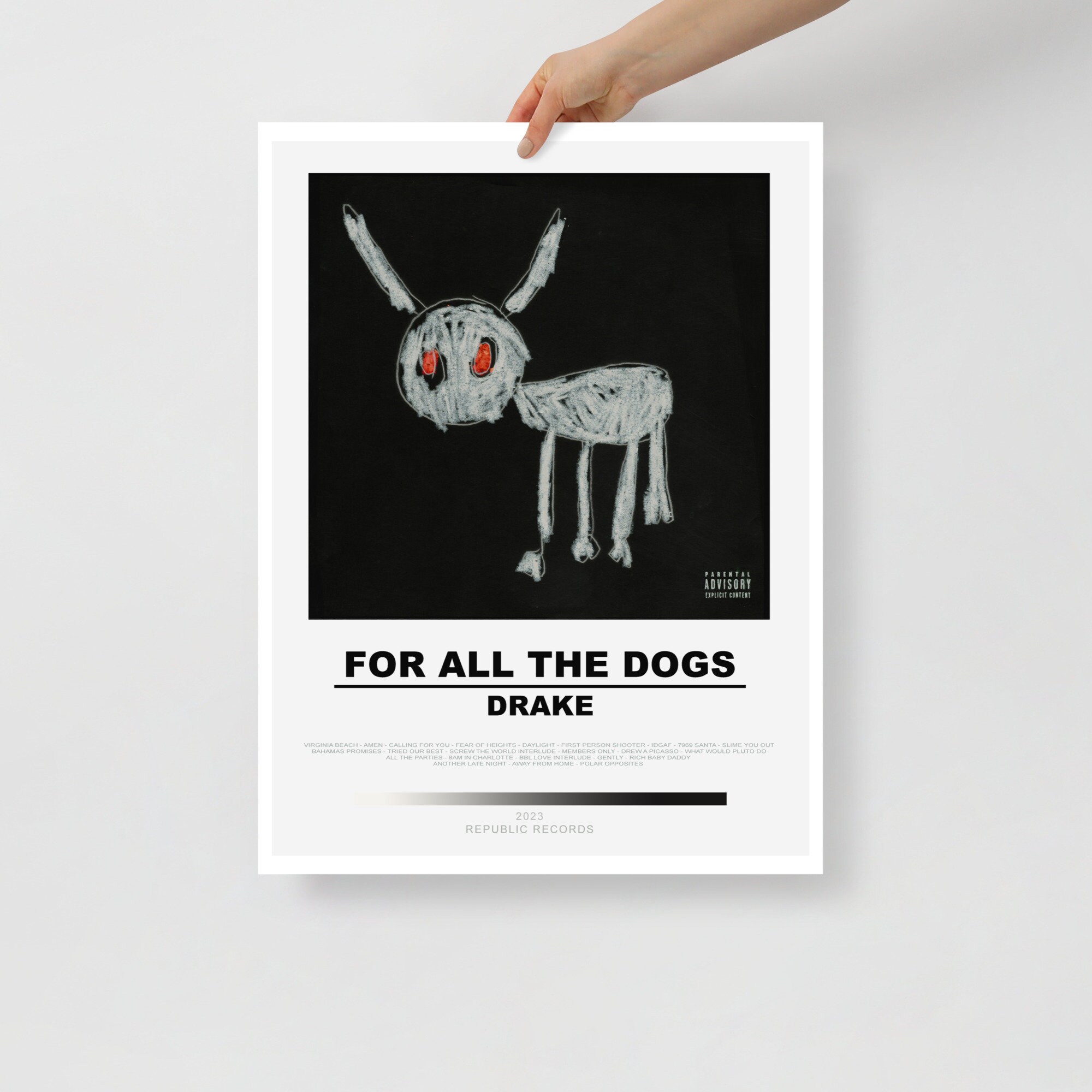 Drake Poster, For All The Dogs Poster, Drake Tracklist Album Cover ...