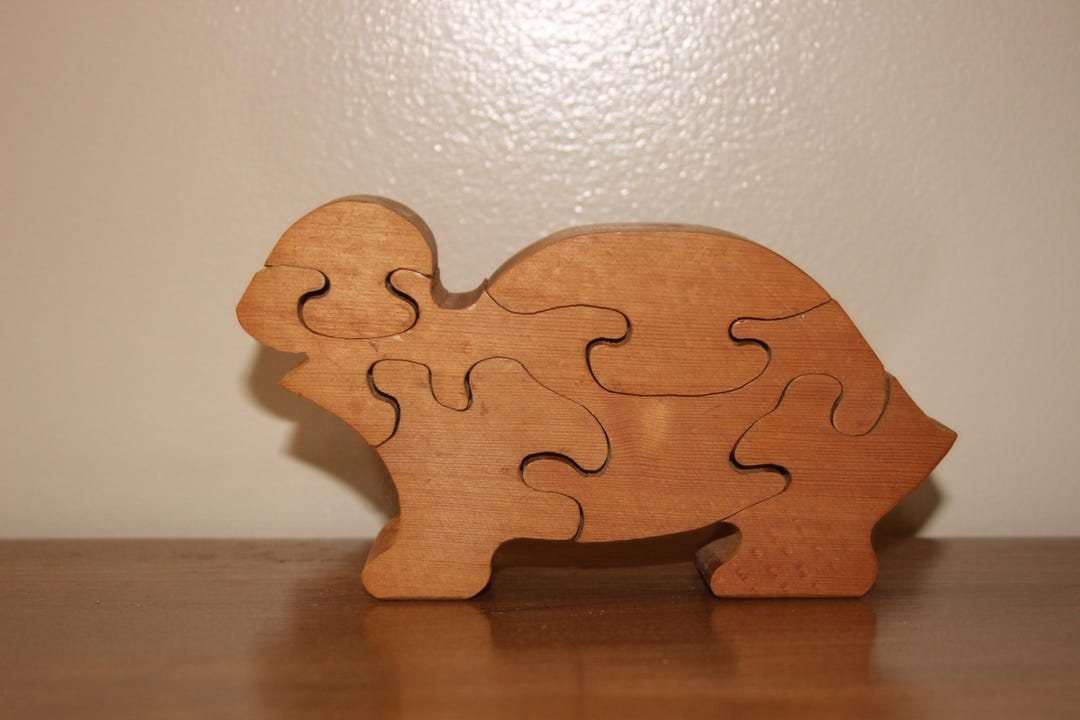 Vintage Wood Turtle Puzzle. Unique 5 Piece Hand Crafted Jigsaw Free ...