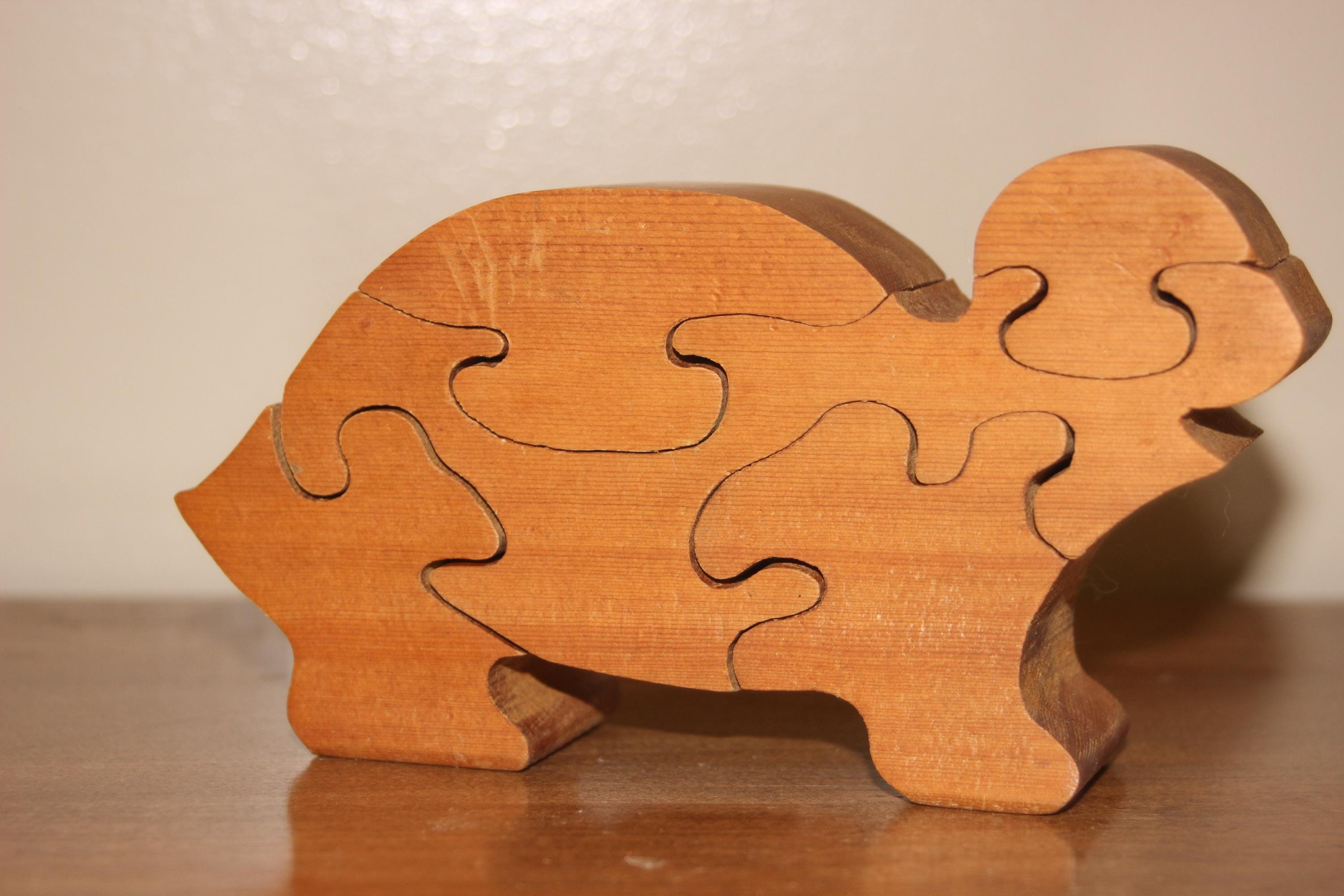 Vintage Wood Turtle Puzzle. Unique 5 Piece Hand Crafted Jigsaw Free ...