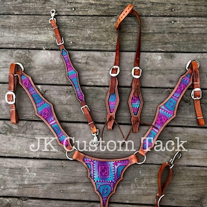 Handcrafted Aztec Rio Leather Gladiator Style Tack Set Breastcollar/headstall/wither Strap - Etsy
