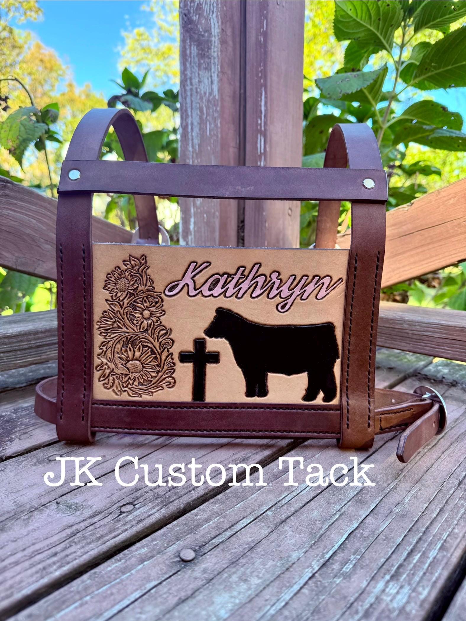Custom Handcrafted Leather Livestock Show Harness Exhibitor Number ...