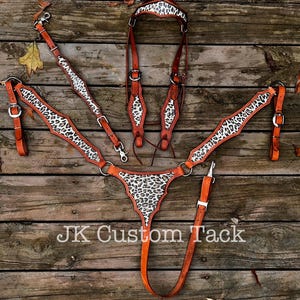 Handcrafted Leopard Print Inlay Leather Gladiator Style Tack Set ...