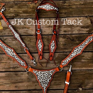 Handcrafted Leopard Print Inlay Leather Gladiator Style Tack Set ...
