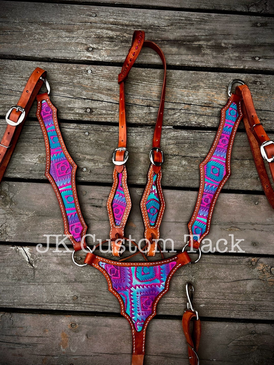 Handcrafted Aztec Rio Leather Gladiator Style Tack Set Breastcollar/headstall/wither Strap - Etsy