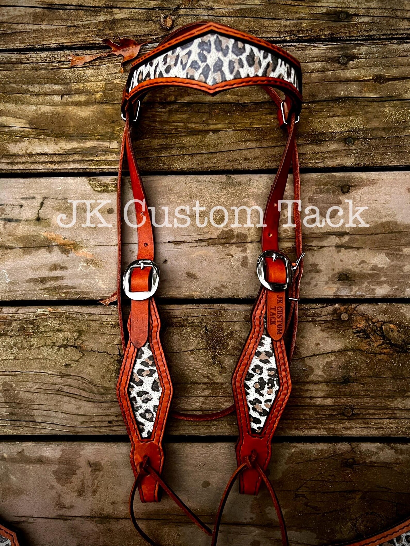 Handcrafted Leopard Print Inlay Leather Gladiator Style Tack Set ...