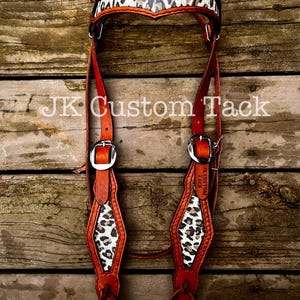 Handcrafted Leopard Print Inlay Leather Gladiator Style Tack Set ...