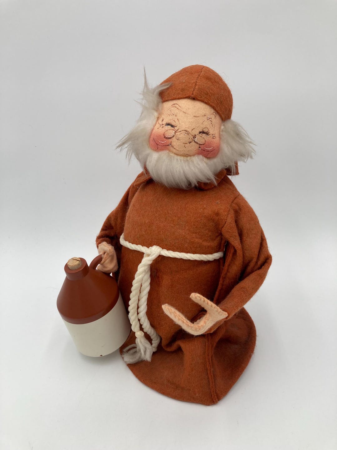 Annalee Friar Monk Doll W/ Jug Mobiltree Meredith NH 1981 10” Tall No ...