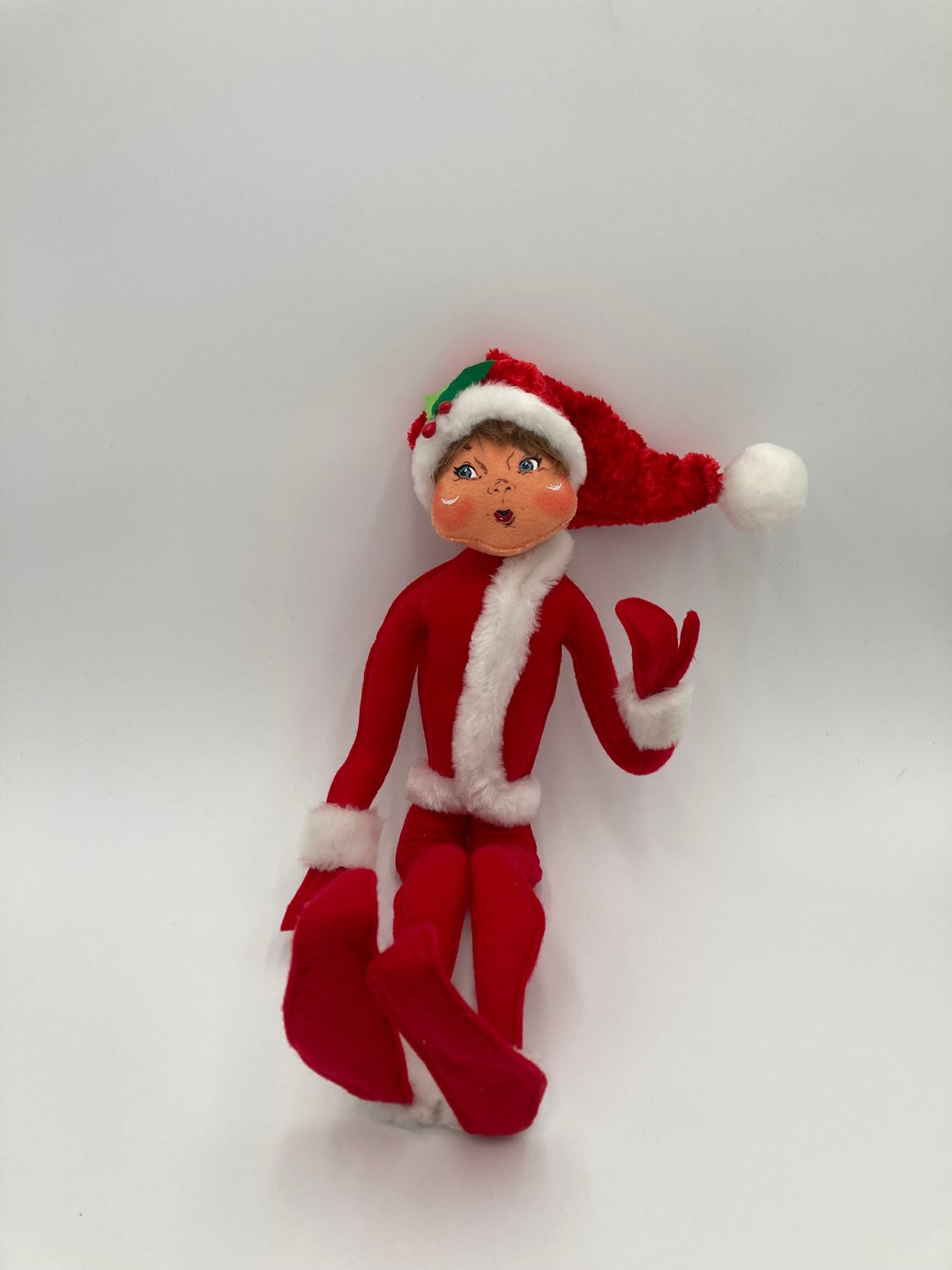 Annalee Red Elf Doll W/ Santa Hat Christmas Elf Mobiltree 2012 20”tall ...