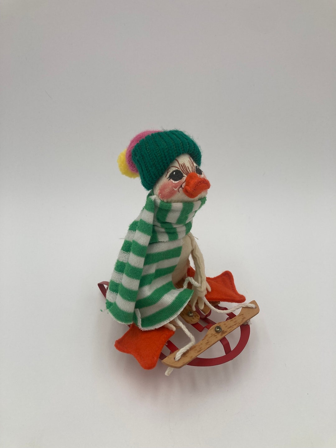 Annalee Duck on Sled Doll Sledding Duck Mobiltree Meredith NH 1988 7 ...