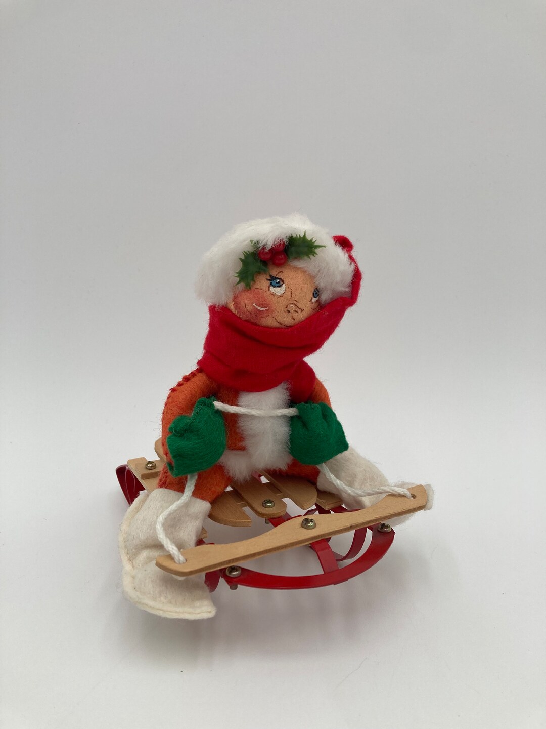 Annalee Kid Doll on Sled Toboggan Doll Mobiltree Meredith NH 1988 5 ...