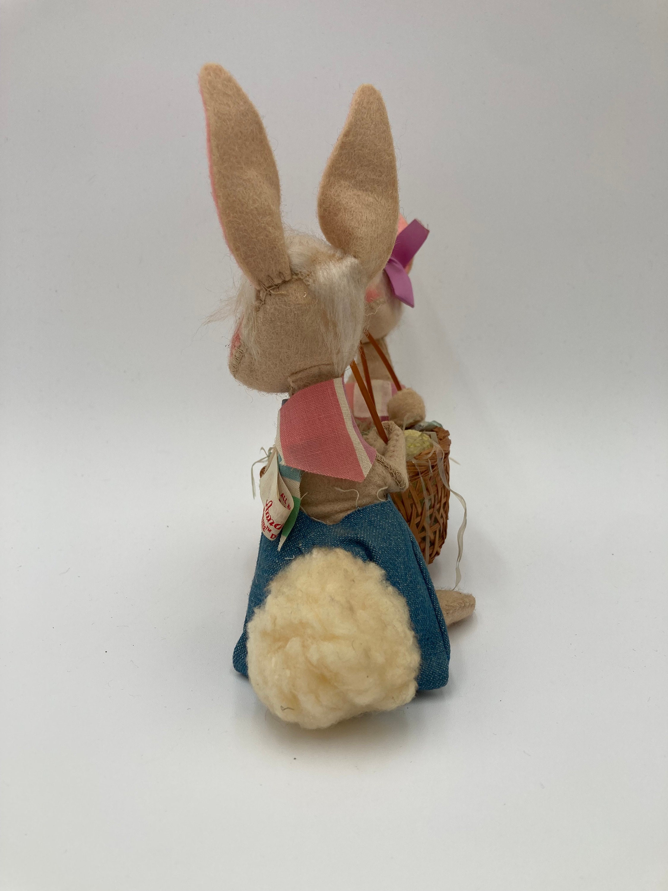 Annalee Easter Bunny Rabbit Couple Dolls Holding Basket W Eggs ...