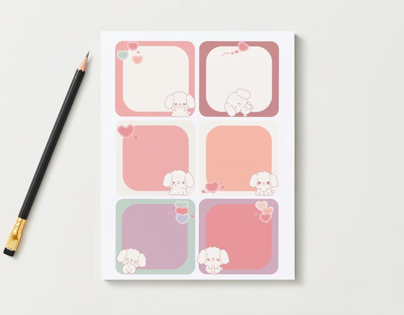 Cute Puppy Digital-printable Notepads/memo Pads | Adorable-playful ...