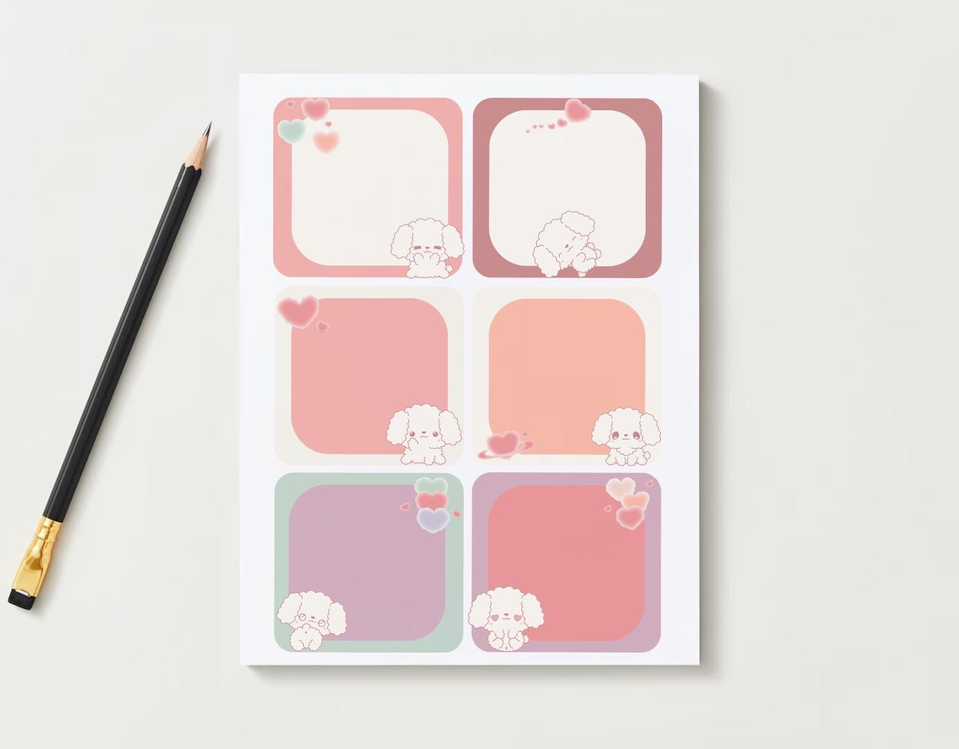 Cute Puppy Digital-printable Notepads/memo Pads | Adorable-playful ...