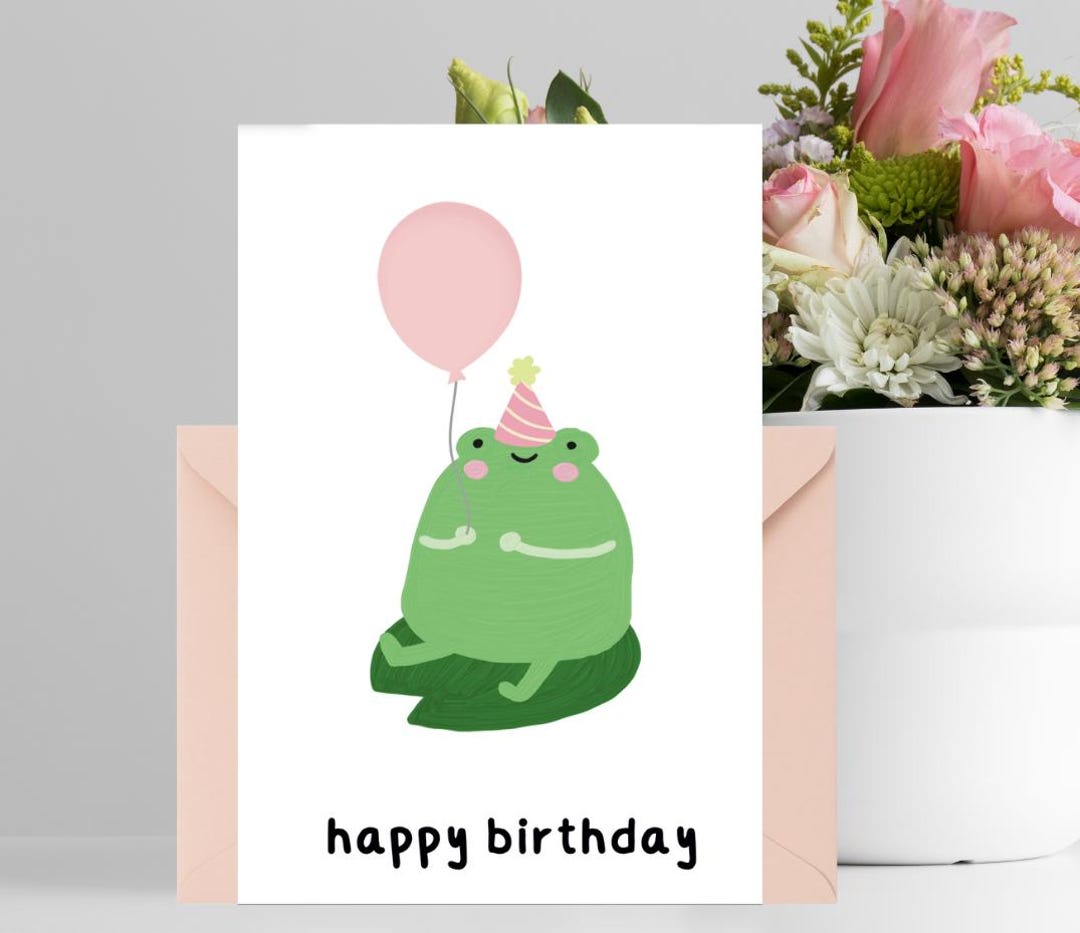 Cute Frog Birthday Folding Card Printable 7x10 (5x7) | Instant DIGITAL ...