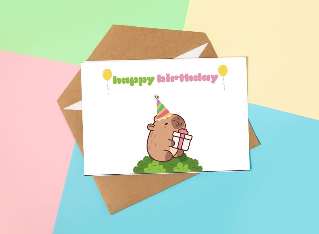 Cute Animal Birthday Folding Card Printable 7x10 (5x7) | Instant ...
