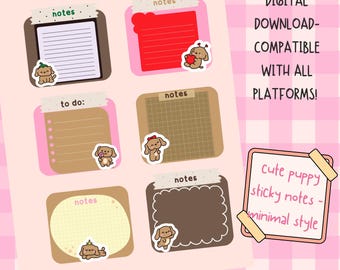 Cute Bear Digital-printable Notepads/memo Pads | Aesthetic Colorful ...