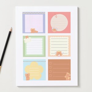 Cute Bear Digital-printable Notepads/memo Pads | Aesthetic Colorful ...