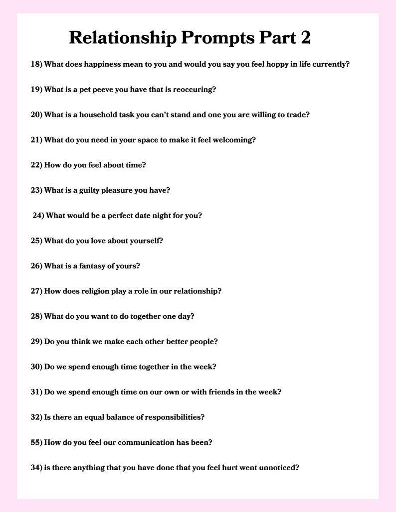 100 Relationship Prompts - Instant Download - Etsy