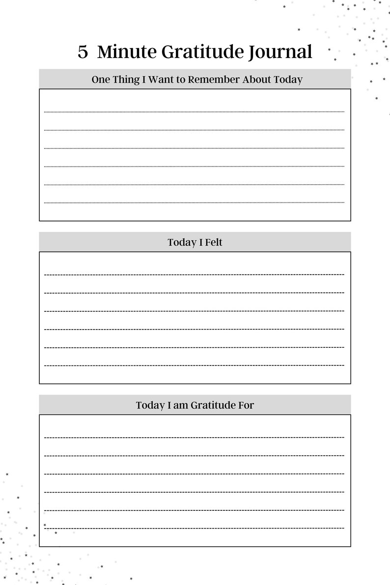 5 Minute GRATITUDE Journal Template. - Etsy