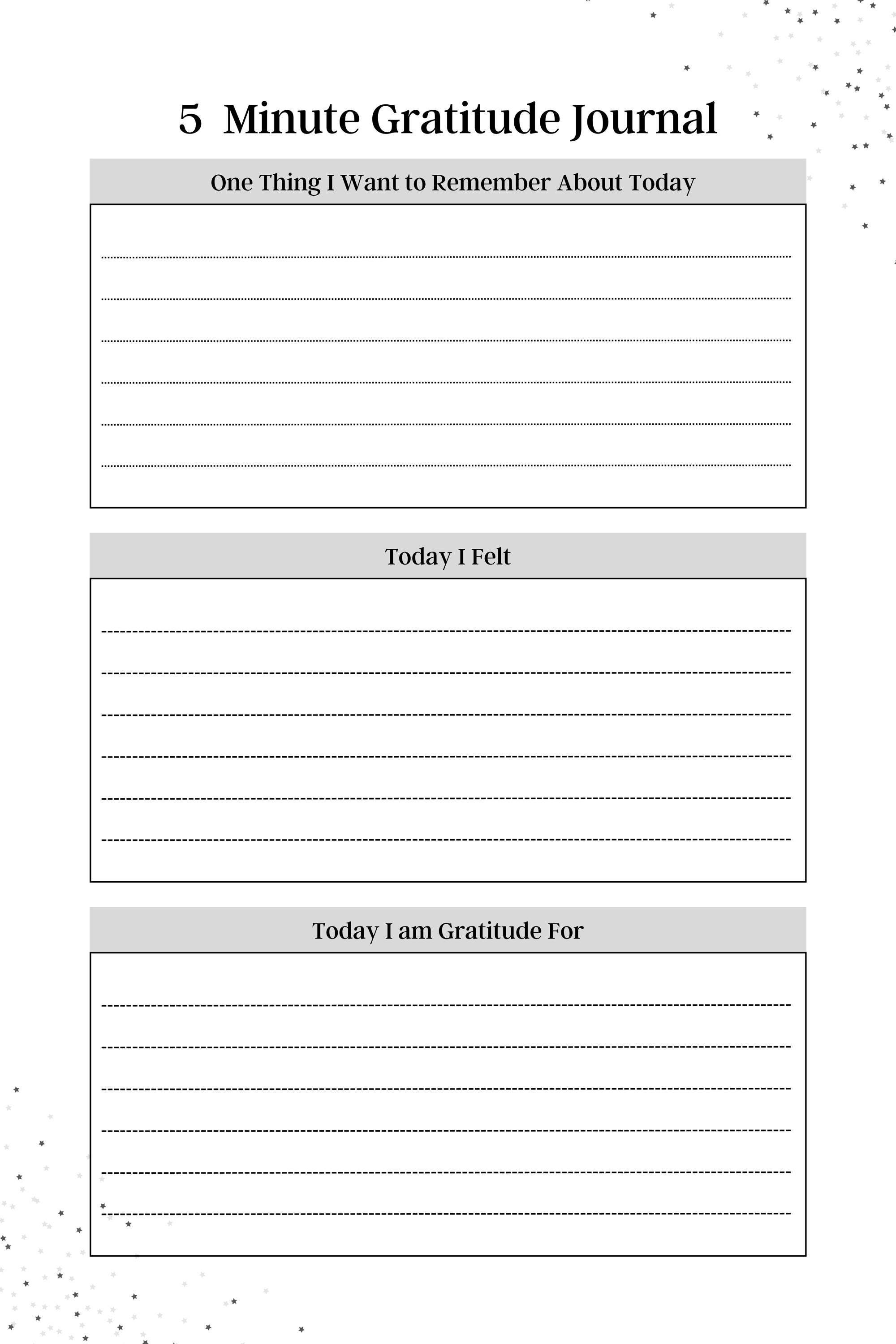 5 Minute GRATITUDE Journal Template. - Etsy