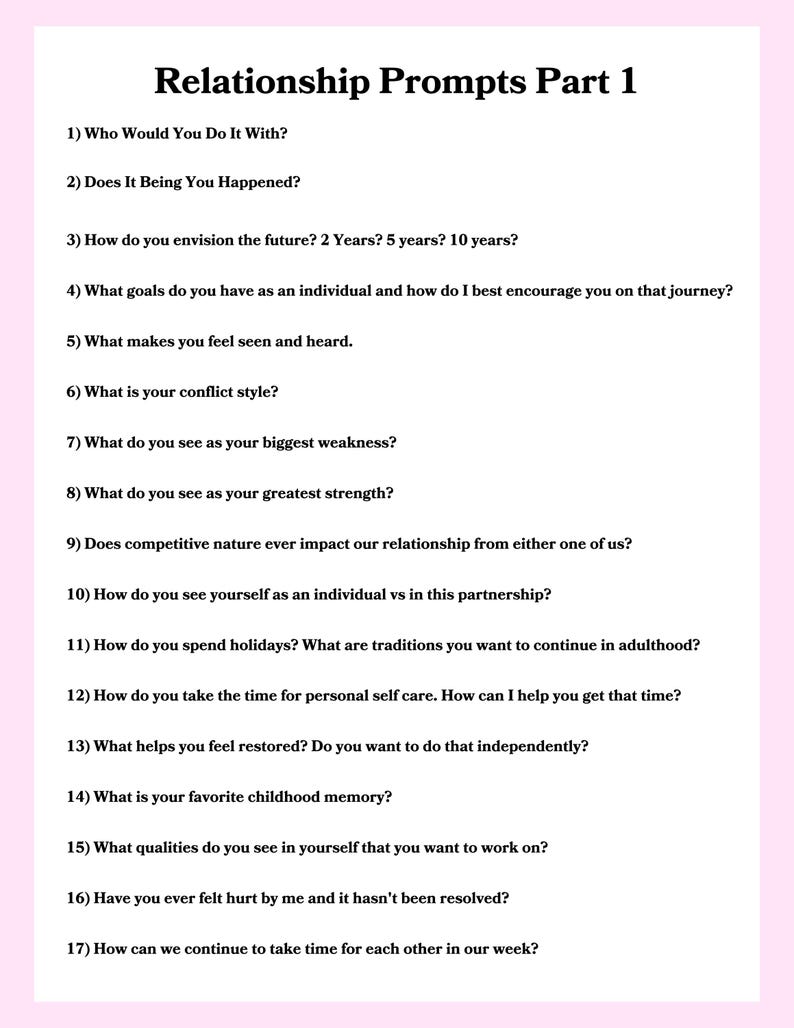 100 Relationship Prompts - Instant Download - Etsy