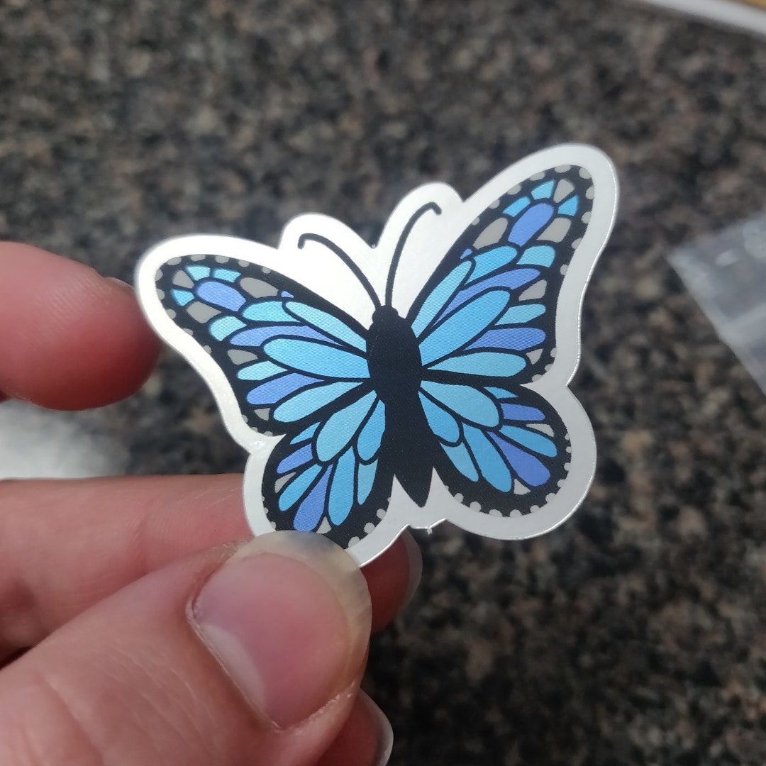 Reflective Blue Butterfly Sticker - Etsy